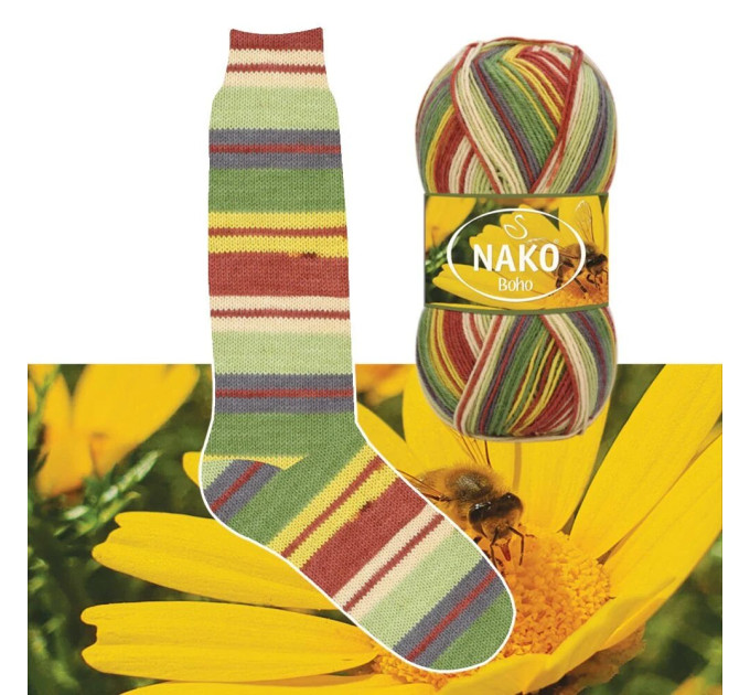 Пряжа шкарпеткова Nako Boho Concept 82167