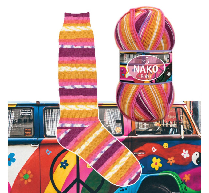 Пряжа шкарпеткова Nako Boho Concept 82259